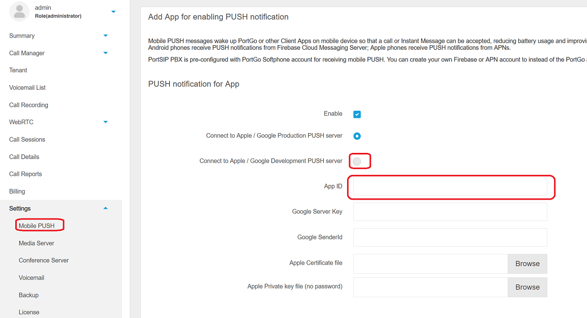 PUSH notifications of PortSIP PBX | Multi-tenant PBX for Cloud PBX ...